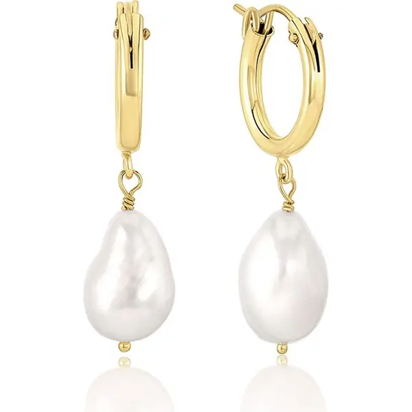 SET & STONES Adelle Pearl Hoop Earrings - Gold/white