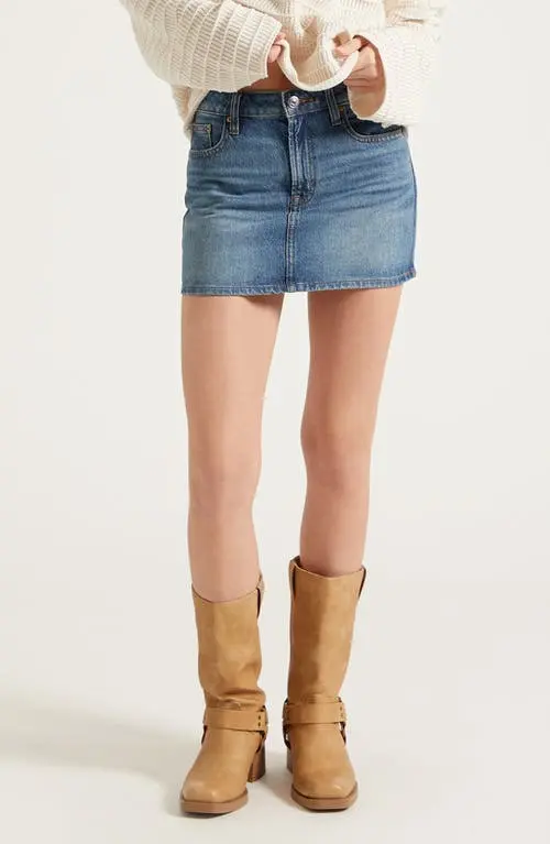 PACSUN Mid-rise Denim Miniskirt - Medium Indigo