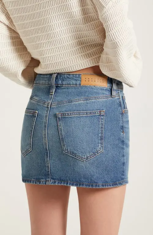 PACSUN Mid-rise Denim Miniskirt - Medium Indigo