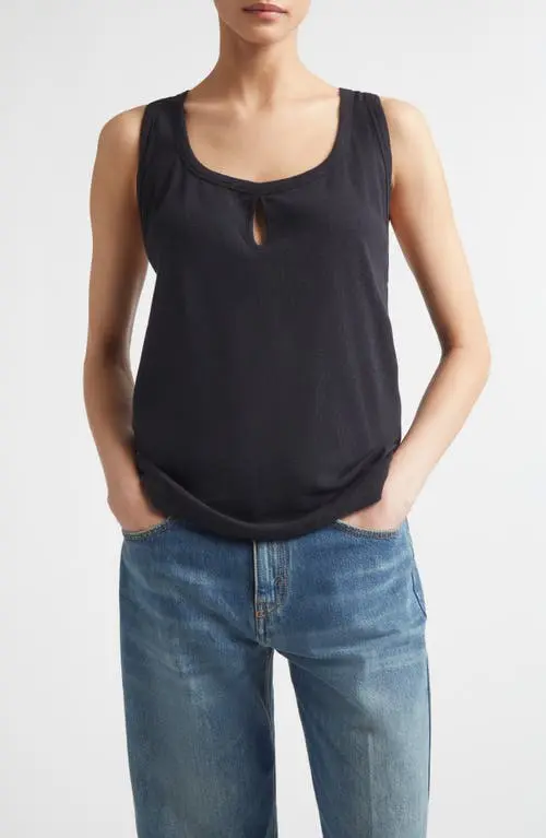 Victoria Beckham Split Cotton & Linen Jersey Tank - Black