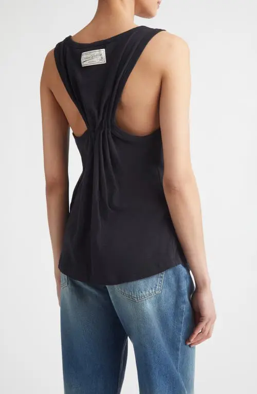 Victoria Beckham Split Cotton & Linen Jersey Tank - Black