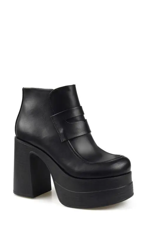 CANDIE'S Alesia Platform Bootie - Black Faux Leather