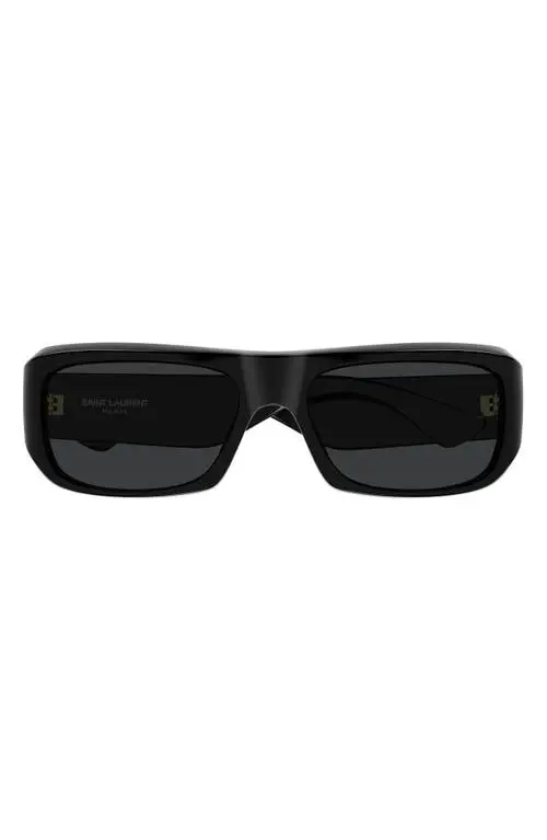 Saint Laurent Polarized Rectangular Sunglasses - Black