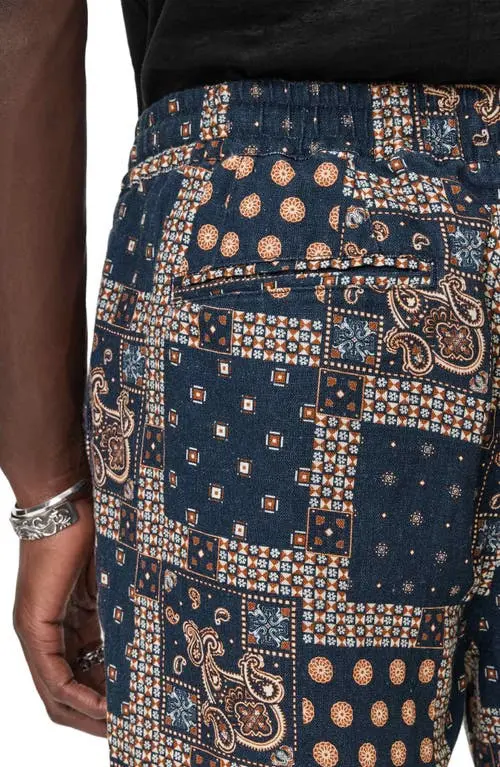 John Varvatos Daryl Patchwork Linen Drawstring Shorts