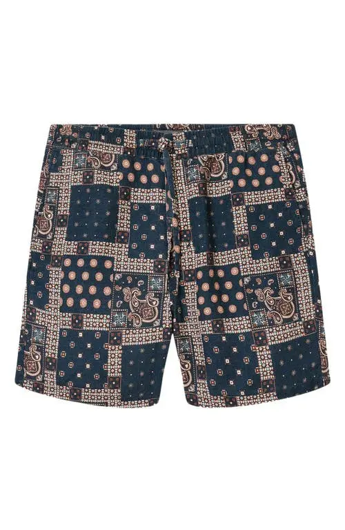 John Varvatos Daryl Patchwork Linen Drawstring Shorts