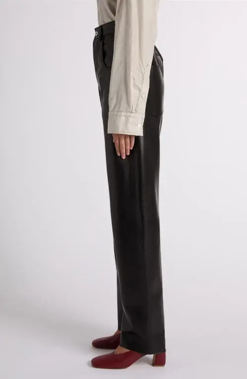 Bottega Veneta Straight Leg Leather Trousers - 1010 Double Black
