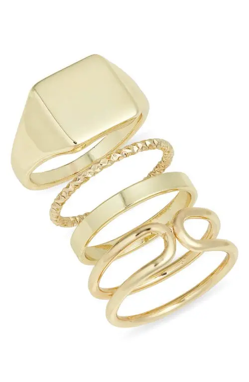 Nordstrom Set Of 4 Polished Rings - Gold