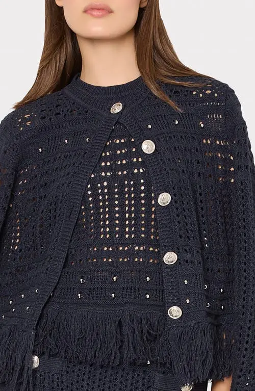 MILLY Beaded Fringe Cardigan