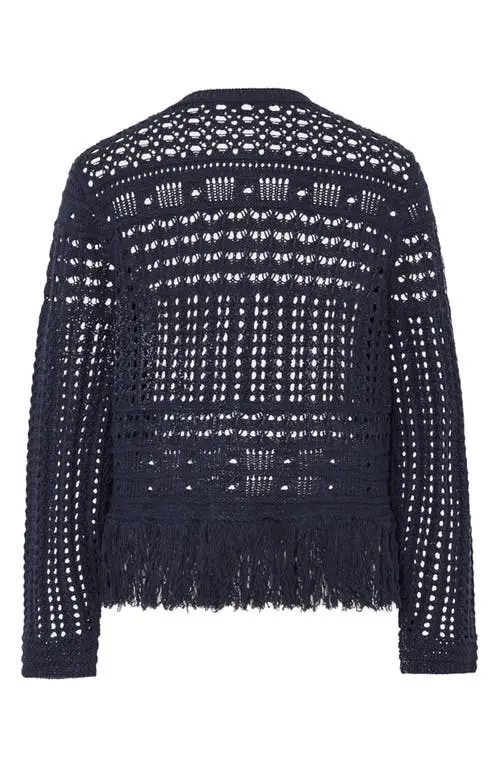 MILLY Beaded Fringe Cardigan