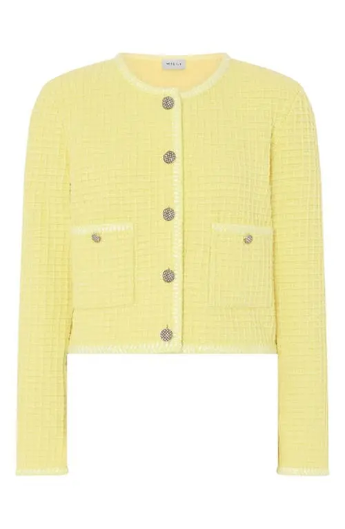 MILLY Sade Textured Cardigan - Lt Yellow