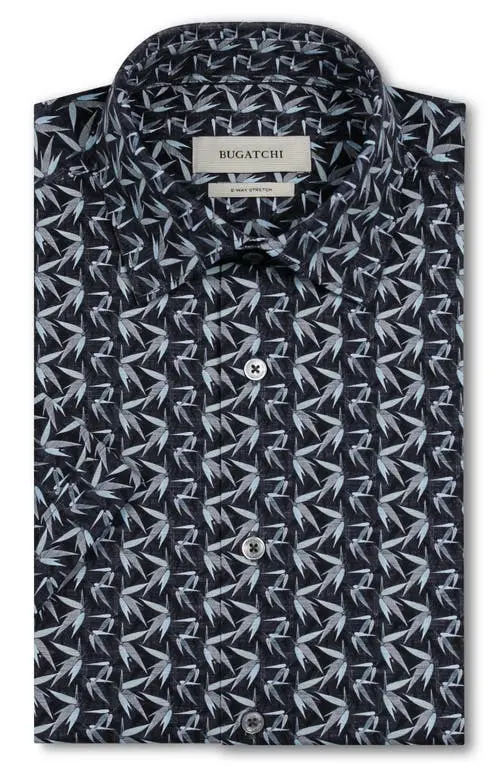 Bugatchi Miles Ooohcotton® Leaf Print Short Sleeve Button-up Shirt