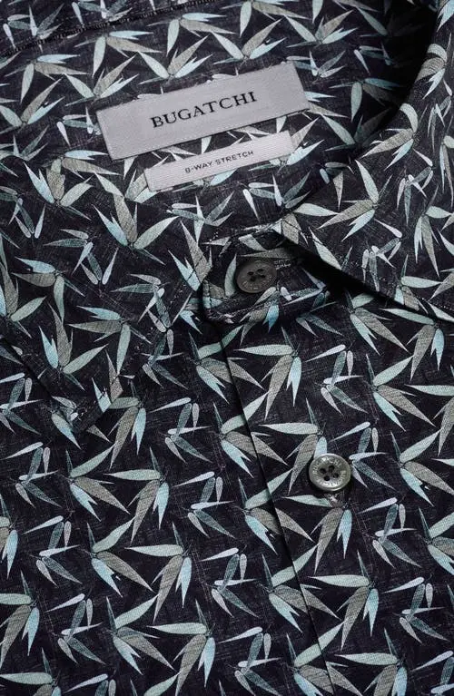 Bugatchi Miles Ooohcotton® Leaf Print Short Sleeve Button-up Shirt