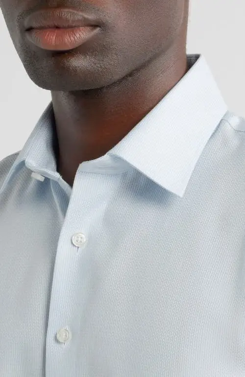 Nordstrom Trim Fit Premiumcotton Dobby Dress Shirt - Blue Adriano Texture