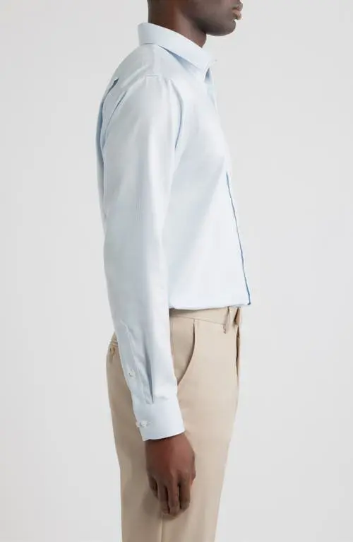 Nordstrom Trim Fit Premiumcotton Dobby Dress Shirt - Blue Adriano Texture