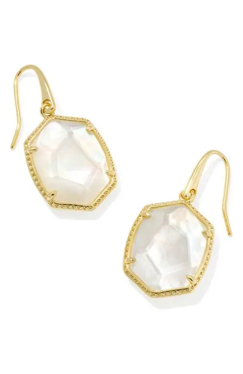 Kendra Scott Daphne Frame Stone Drop Earrings - Gold Ivory Mother Of Pearl