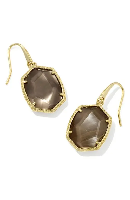 Kendra Scott Daphne Frame Stone Drop Earrings - Gold Taupe Mother Of Pearl