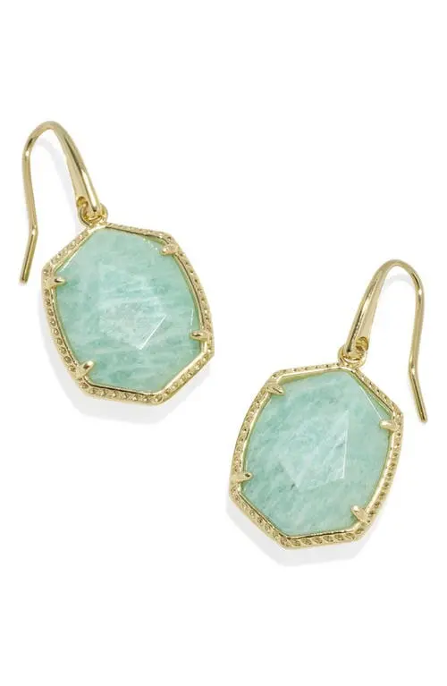 Kendra Scott Daphne Frame Stone Drop Earrings - Gold Teal Amazonite