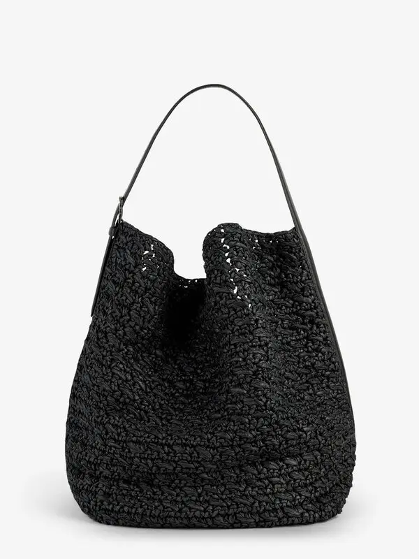 TOTEME Raffia Shoulder Bag - Black