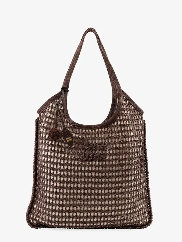 Miu Miu Crochet Mesh Shopping Bag - Brown