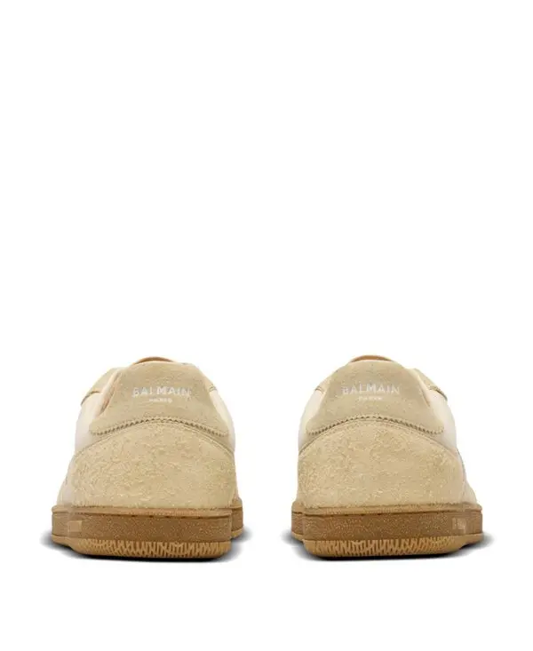 Balmain Swan Trainers In Suede, Aged Suede And Canvas - Beige