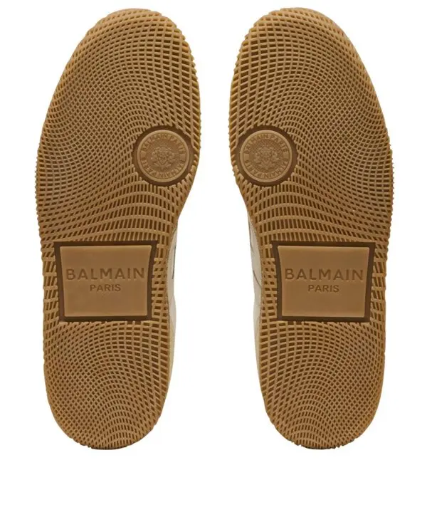 Balmain Swan Trainers In Suede, Aged Suede And Canvas - Beige