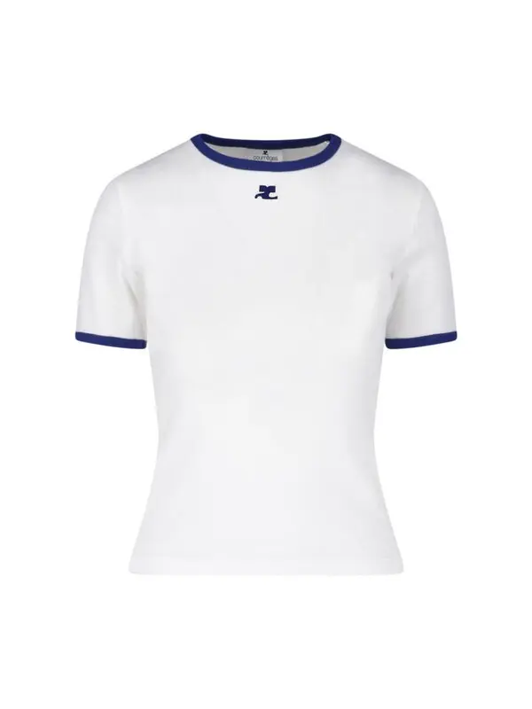 COURREGES Signature Contrast T-shirt - White