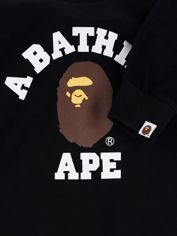 A BATHING APE College Logo Long Sleeve T-shirt - Black