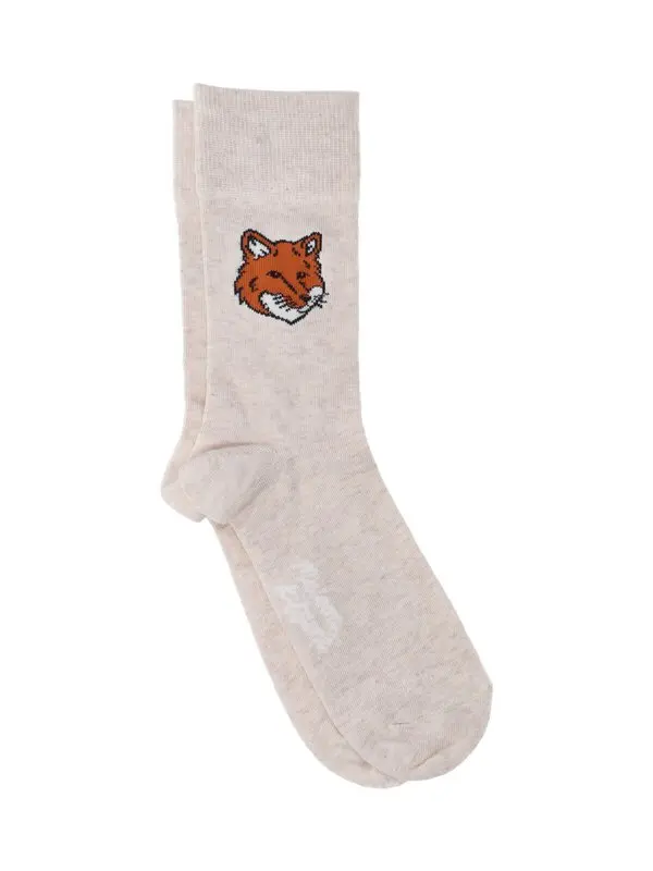 Maison Kitsuné Fox Head Socks - Beige
