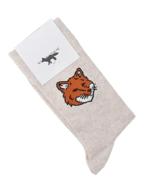 Maison Kitsuné Fox Head Socks - Beige