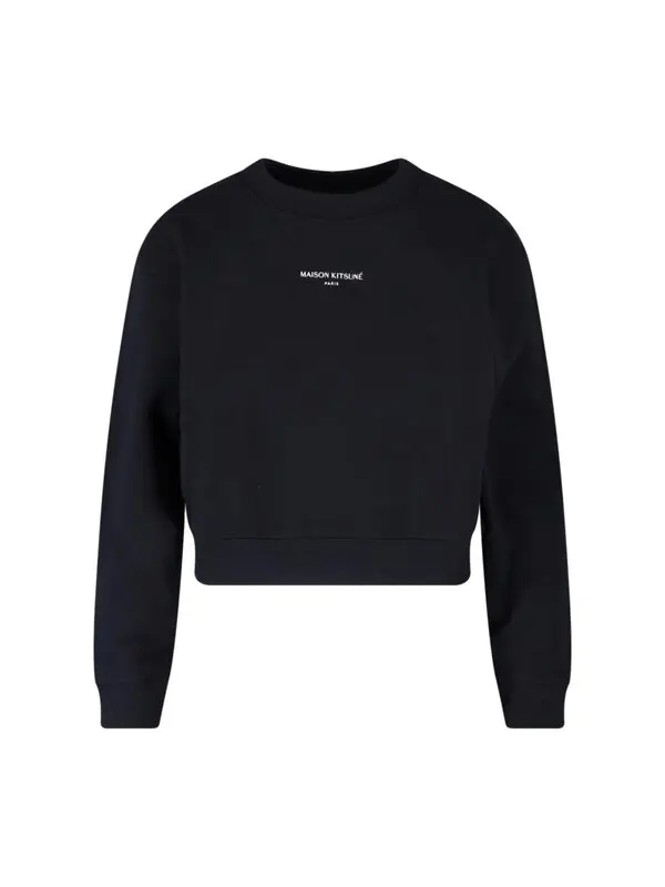 Maison Kitsuné Crewneck Sweatshirt With Logo - Black