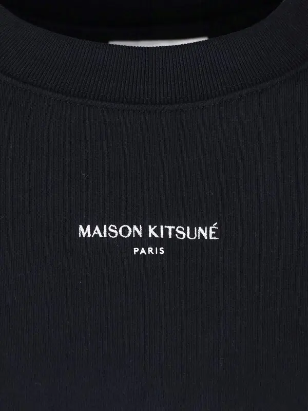 Maison Kitsuné Crewneck Sweatshirt With Logo - Black