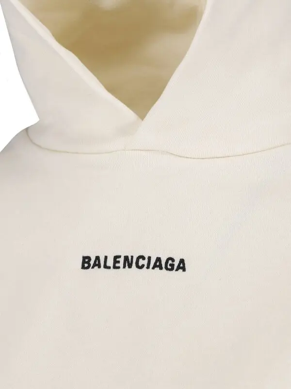 Balenciaga Cotton Hoodie With Logo - Cream