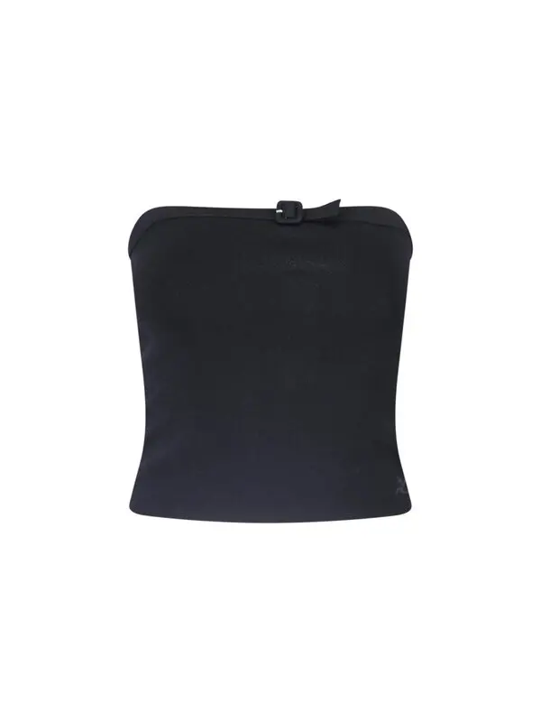 COURREGES Buckle Knit Bustier Top - Black