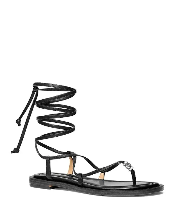 Michael Kors Khloe Flat Thong Sandals With Tie Fastening - Black