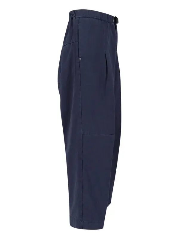 WHITE SAND Wide Leg Cotton Twill Pants - Blue