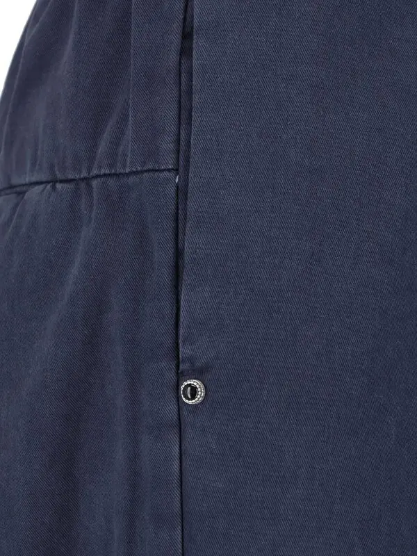 WHITE SAND Wide Leg Cotton Twill Pants - Blue