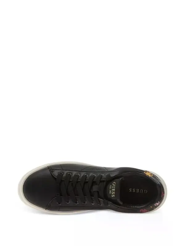 Guess Elbina Logo-print Leather Sneakers - Black