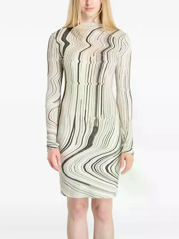 Desigual Wavy Striped Mini Dress - White