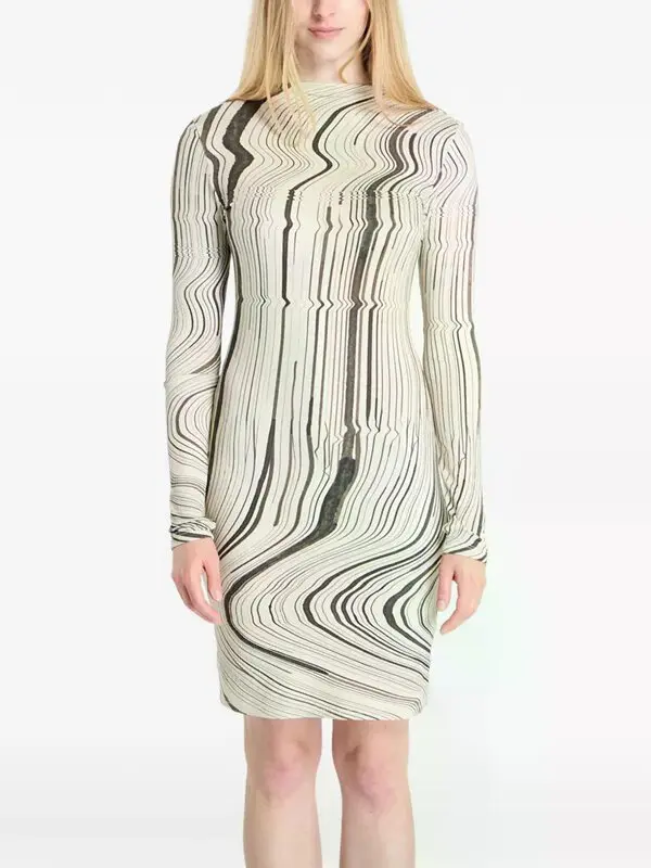 Desigual Wavy Striped Long Sleeve Mini Dress
