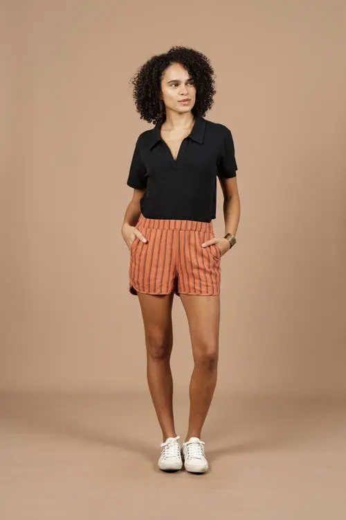 Bridge & Burn Luca Track Short - Rust Stripe