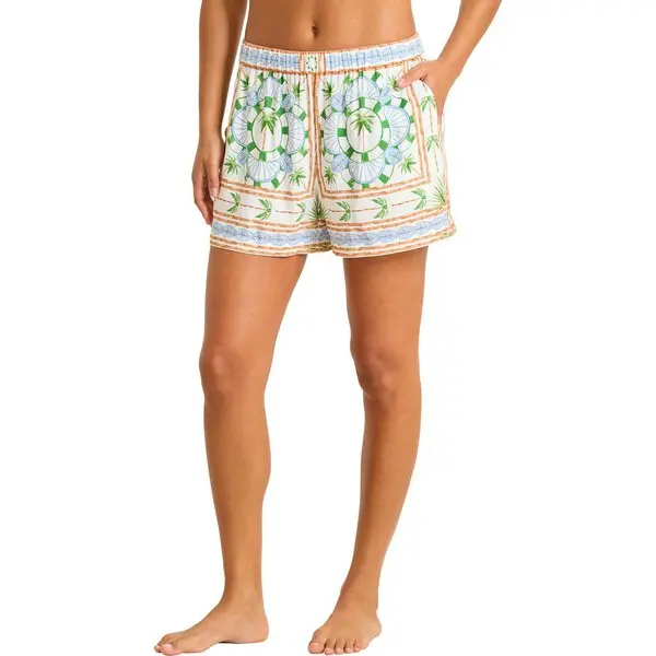 Tommy Bahama Poolside Palms Pull-on Cover-up Shorts - White