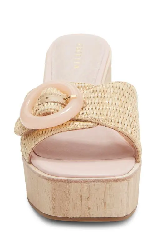 CECILIA NEW YORK Charlie Buckle Platform Slide Sandal - Pink