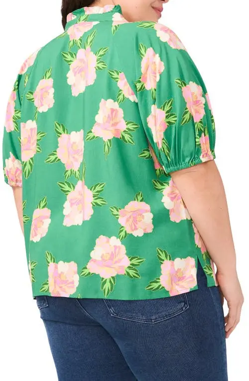 CECE DUPRAZ Floral Ruffle Neck Top