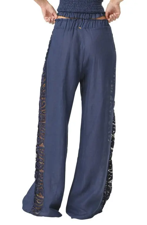 PQ SWIM Jace Lace-trim Linen Cover-up Pants