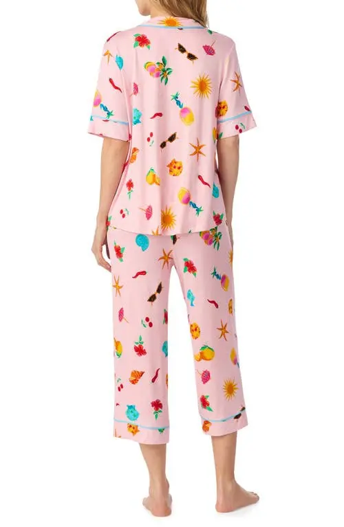 ROOM SERVICE Print Crop Pajamas - Pink/novel