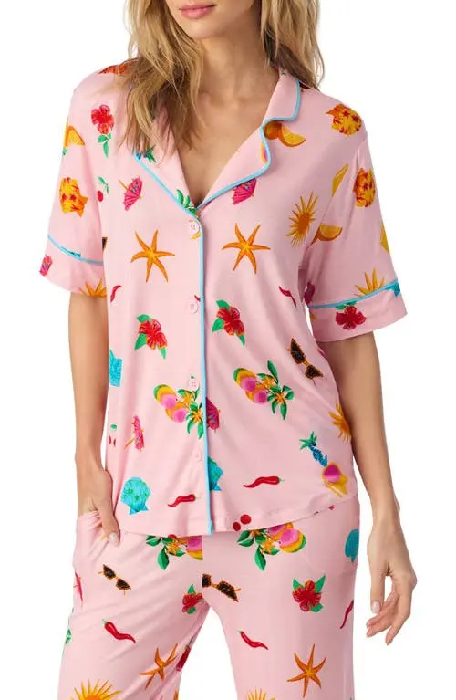 ROOM SERVICE Print Crop Pajamas - Pink/novel