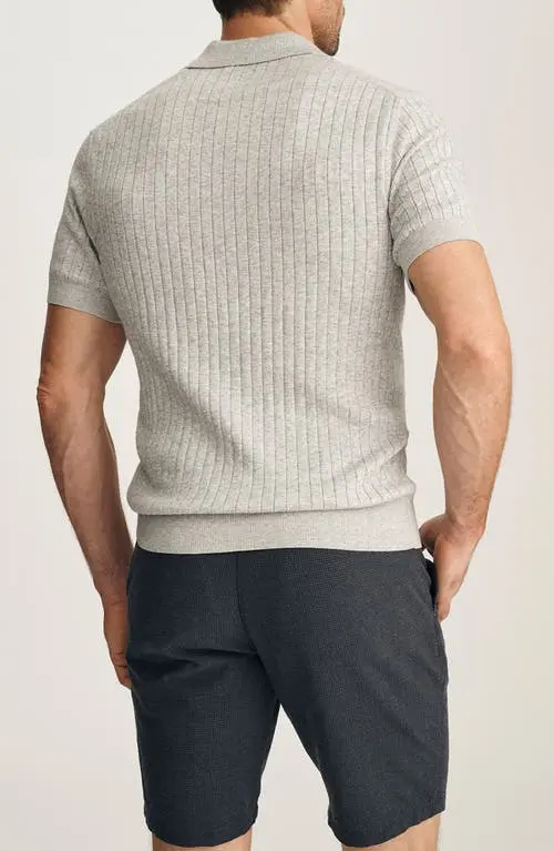 34 Heritage Mélange Johnny Collar Short Sleeve Cotton Sweater