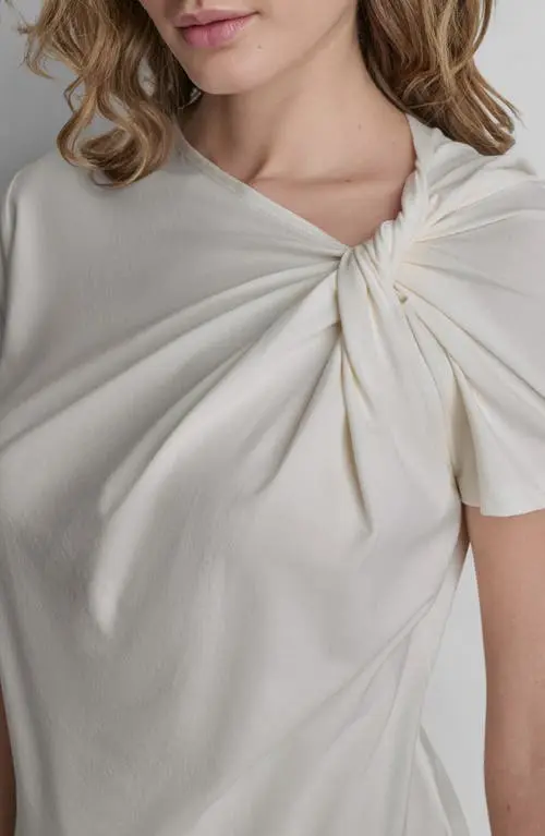Dkny Twist Neck Cotton Blend Top