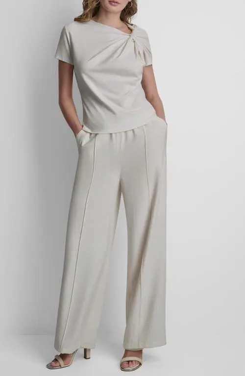 Dkny Twist Neck Cotton Blend Top