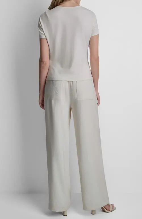 Dkny Twist Neck Cotton Blend Top - Coconut